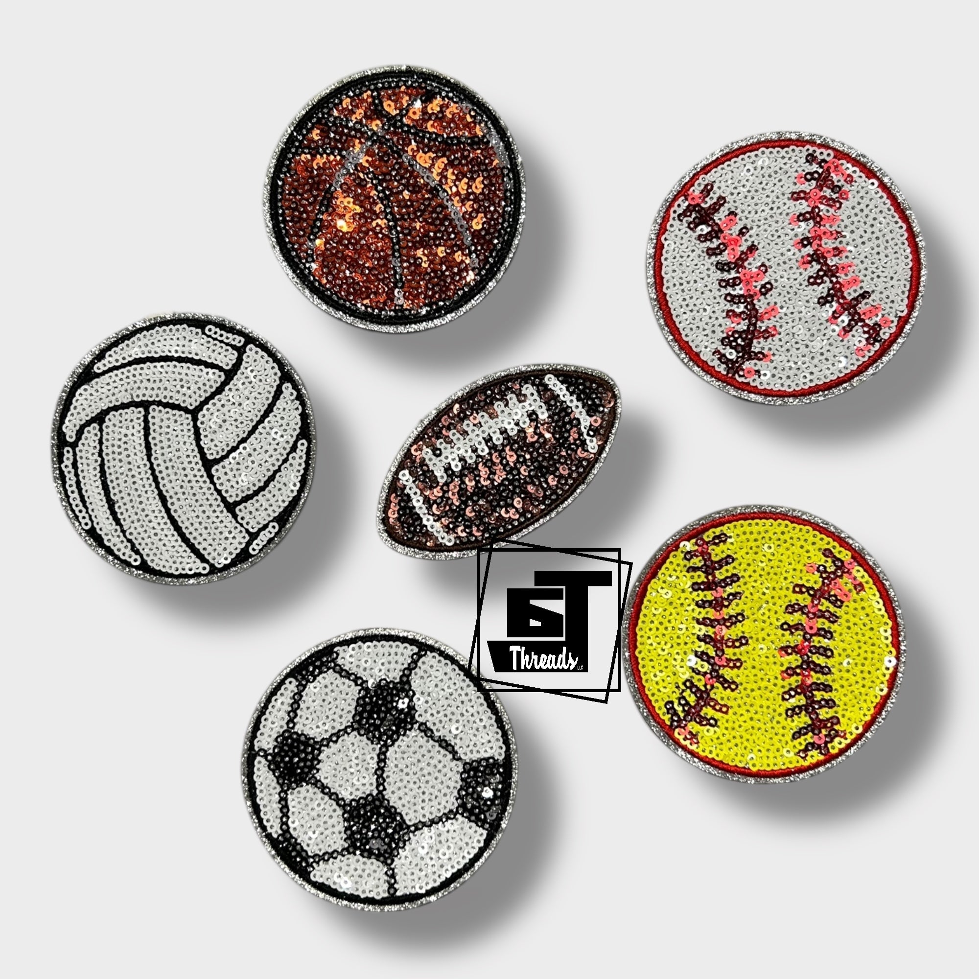 Sequin Sports Balls....Cap Patches Only – 6J Wholesale