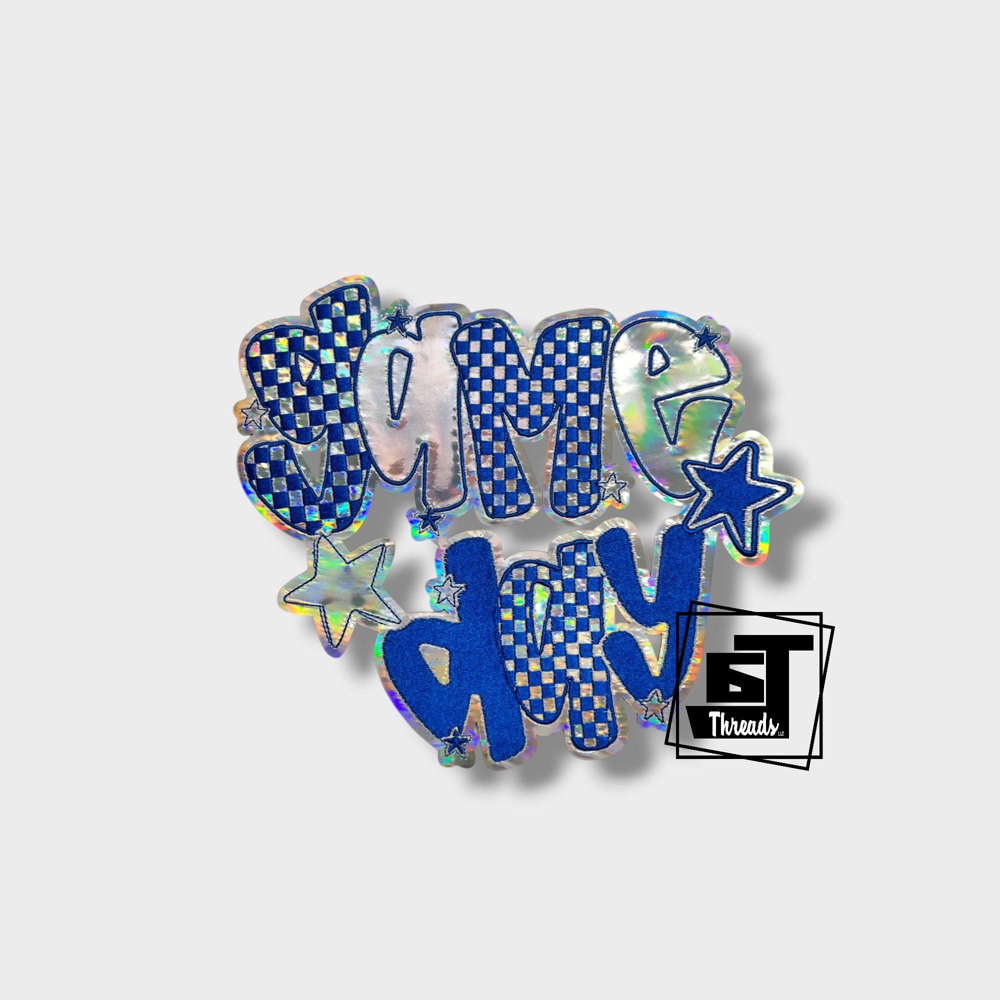 Blue Metallic Checkered Game Day....Patches Only – 6J Wholesale